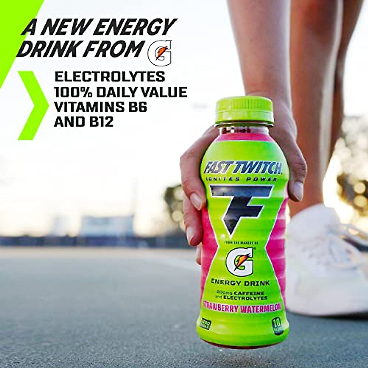 Fast Twitch Energy Drink from the Makers of Gatorade, Glacier Freeze, Strawberry Lemonade, Orange Variety Pack, 12 Fl Oz (Pack of 12)