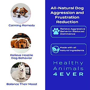 Healthy Animals 4Ever All-Natural Dog Calming Tablets for Stress and Aggressive Behavior - Help Reduce Dog Aggression/Frustration & Promote Relaxation - Homeopathic & Highly Effective - 300 Tablets