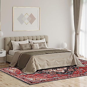 TOLORD Boho Persian 3x5 Rug Living Room Bedroom Area Rugs Non-Slip Large Rugs Washable Short Pile Rug for Living Room Bedroom Dining Room Luxury Carpet