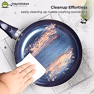 Pots and Pans Set,Aluminum Cookware Set, Nonstick Ceramic Coating, Fry Pan, Stockpot with Lid, Blue,10 Pieces