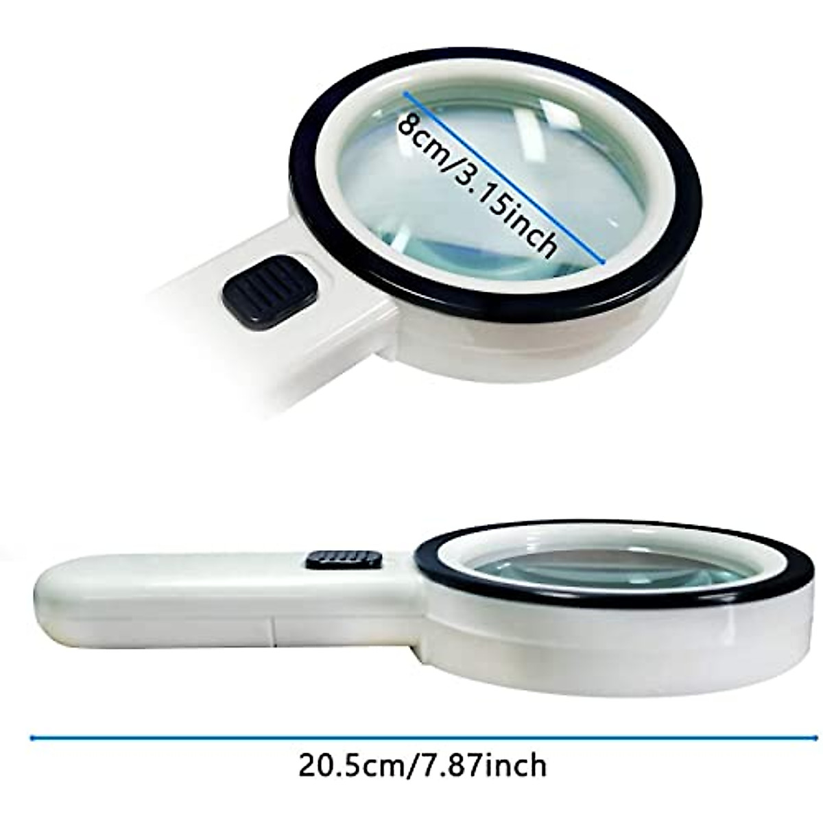 SUPULSE Magnifying Glass with Light, 30X Handheld Large Magnifying Glass 12 LED Illuminated Lighted Magnifier for Macular Degeneration Seniors Reading Inspection Coins Jewelry