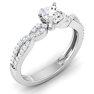 Aihpos Twisted Infinity Engagement Rings for Women Platinum Plated Silver, 1-1/4 Carat(ctw) Round Moissanite Anniversary Wedding Promise Rings (7)