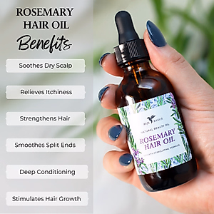 Baja Basics Organic Rosemary Oil: Hair Growth, Moisturizing for Split Ends & Dry Scalp, Hair Strengthening, All Hair Types, 2 oz