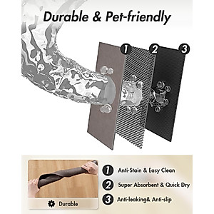 MontVoo-Absorbent Pet Feeding Mat-No Stains Dog Mat for Food and Water Bowl-Quick Dry Dog Cat & Dog Food Mat Water Dispenser Mat-Pet Supplies Mat-Dog Water Bowl Mat for Messy Drinker (17"x28", Brown)