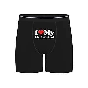 CENTUKE I Love My Girlfriend funny I Heart My Girlfriend Gifts Men's Underwear Soft Boxer Briefs for Men Stretch Trunks Mens Boxers Black