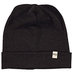 100% Merino Wool Ridge Cuff Beanie - Unisex Warm Winter Hat - Dark Brown
