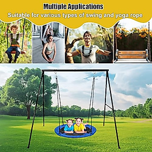 Hishine Swing Stand for Porch Outdoor Heavy Duty Swing Frame, Full Steel Metal Frame with 4 Ground Pegs, 71" Height Holds Up to 550lbs, Black (Swing NOT Included)