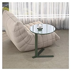 BESNUT Couch TV Tray Table,Carbon Steel Sofa Side Table, C Shaped End Table,Snack Side Table with V -Type Base,Easy Assembly Pedestal Tables for Small Space (Color : Green 2, Size : 48x56cm)