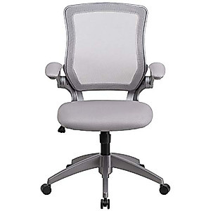 Flash Furniture Kale Mid-Back Gray Mesh Swivel Ergonomic Task Office Chair with Gray Frame and Flip-Up Arms