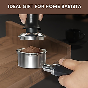 51mm Bottomless Portafilter, Wirsh 3 Ears Full Stainless Steel Bottomless Naked Portafilter with Non-Pressurized Filter Basket for Wirsh Espresso Machine CM5418, CM1665