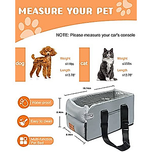 Colarlemo Center Console Dog Car Seat, Dog Car Seats for Small Dogs 0-15lbs, Portable Pet Armrest Car Seat, Dog Booster Seat with Safety Tethers and Pad, Single/Double Door Armrest Applicable