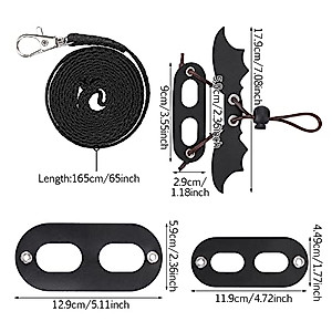 cobee Bearded Dragon Harness and Leash, 3 Pcs Adjustable Lizard Leashes, Soft Leather Reptile Lizard Leash with Cool Wings for Iguana Gecko Chameleon Amphibians Rat Small Pet Animals