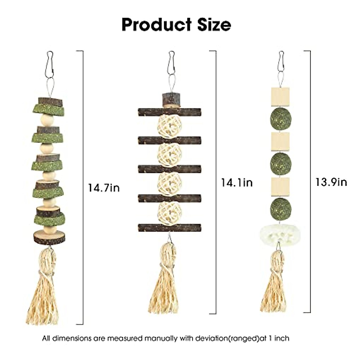 PRAZONVEE Rabbit Chew Toys, Molar Wood Treats Toys for Hamster, Organic Apple Strings Chew and Play Toys Teeth Grinding, with 2 Pine Nuts, for Bunny, Guinea Pigs, Chinchillas and Small Animals