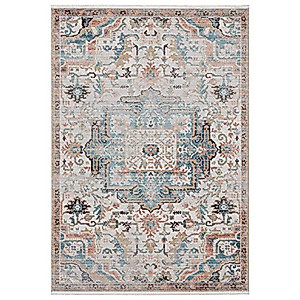 Abani Azure Collection Faded Beige & Blue 6'x9' Persian Area Rug - Vintage Style Accent Rug Rugs