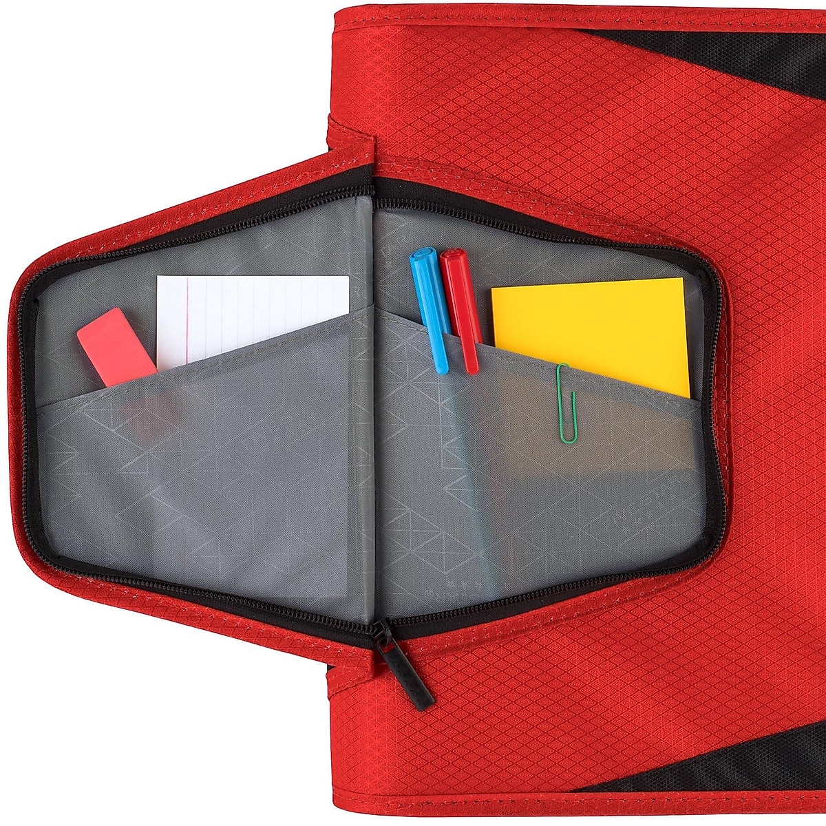 Five Star Zipper Binder, 1-1/2 Inch 3-Ring Binder for School, 3 Pocket Expanding File, 500 Sheet Capacity, Red (72206)