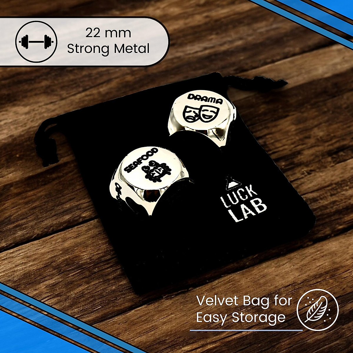 Luck Lab Date Decider Dice - Date Night Dice with Velvet Storage Bag (Dinner & A Movie Decider Dice)