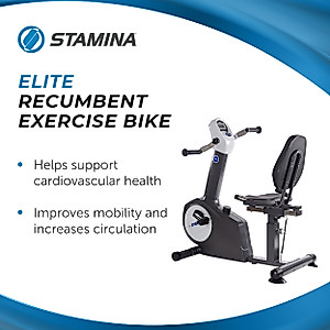 Stamina Elite Total Body Recumbent Bike with Arm Workout - Recumbent Cross Trainer with Smart Workout App for Home Workout - Up to 250 lbs Weight Capacity