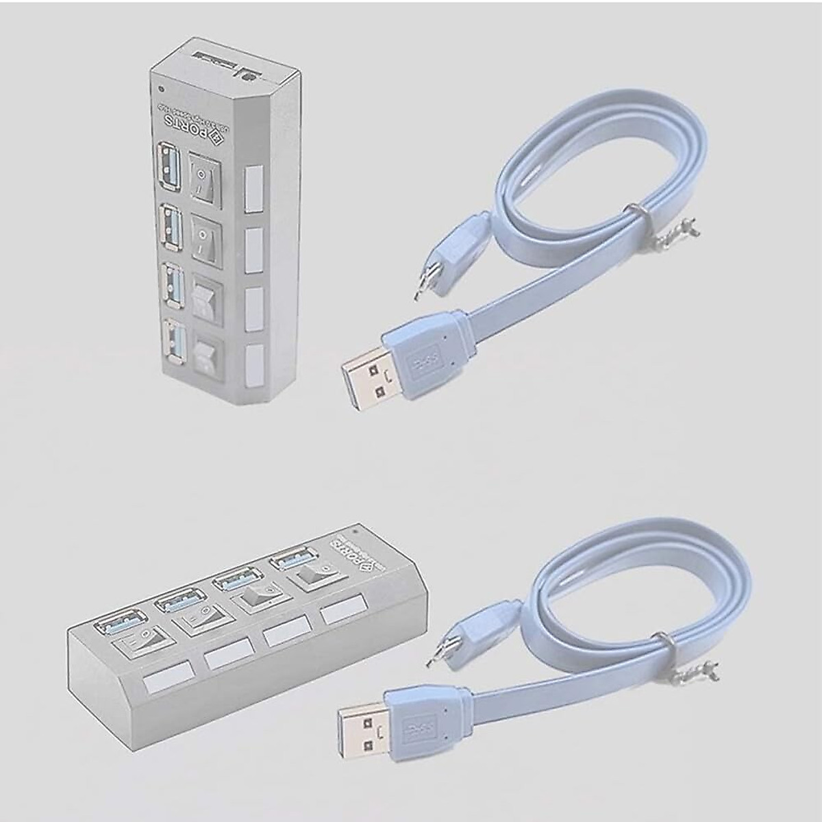 JINHEZO 4-Port USB 3.0 Hub, Data USB Hub, 22 inch Extended Cable for MacBook, Mac Pro, Mac Mini, iMac, Surface Pro, XPS, PC, Flash Drive, Mobile HDD with Individual LED Power Switches Black