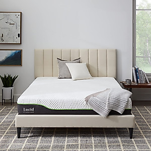 LUCID 10 Inch Latex Hybrid Mattress - Responsive Latex Foam and Encased Springs - Medium Firm Feel - Motion Isolation - Edge Support - Gel Infused - Pressure Relief - Bed in a Box - Twin XL Size