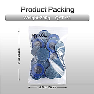 NYXCL Miroku 50Pcs P36 2-inch Quick Change Discs Set, Zirconia Sanding Discs with 1/4" Holder, for Die Grinder Surface Prep Strip Grind Polish Finish Burr Rust Paint Removal
