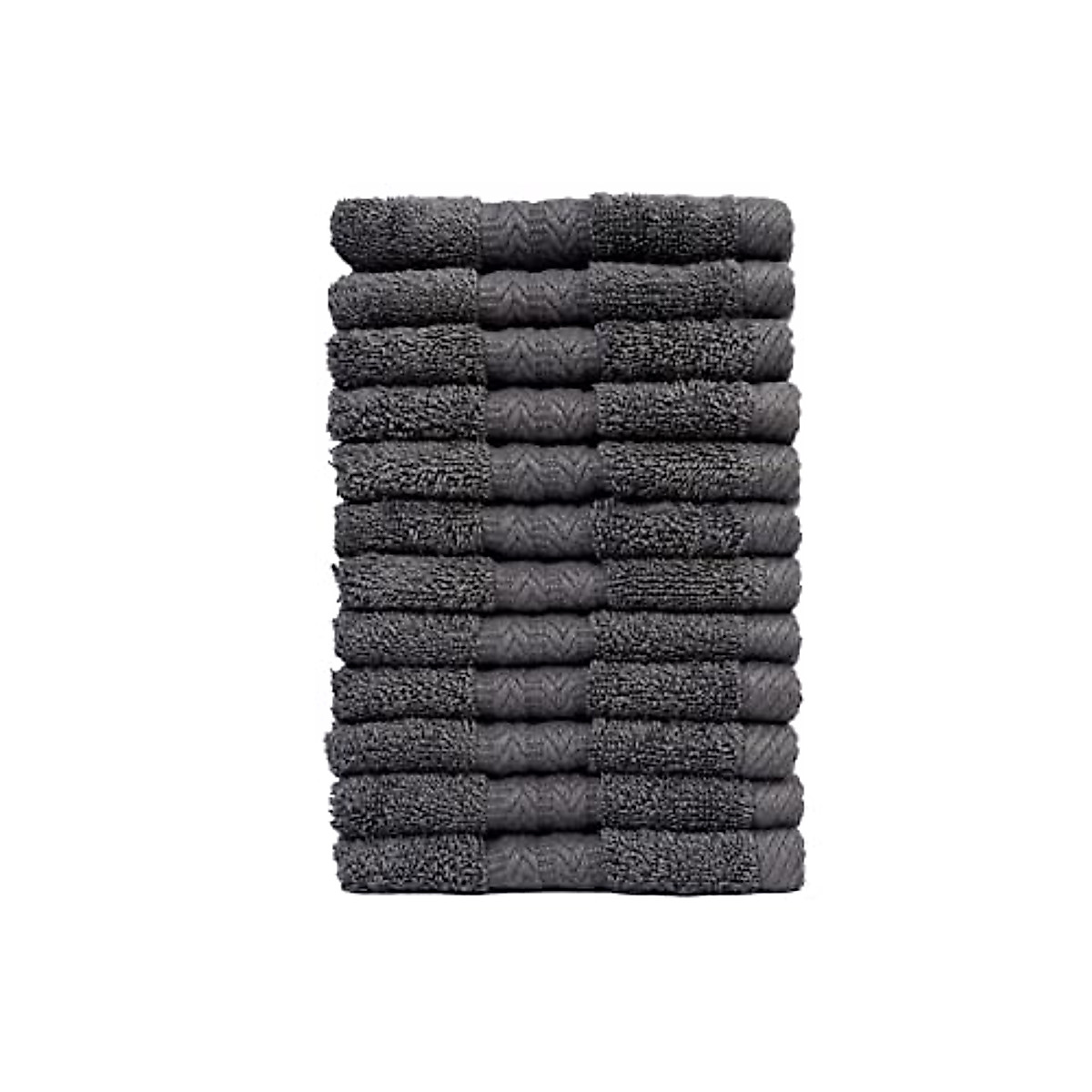 AKTI Premium Cotton Wash Cloths, 12 Piece Set, 12x12 Inches, 580 GMS, Durable, Quick Dry & Extra Absorbent Cleaning Cloth for Home, Spa, Hotel, Bathroom & Kitchen – Medium Grey Washcloths