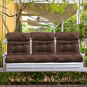 Barydat 4 Pack High Back Chair Cushion Indoor Outdoor Tufted Seat and Back Chair Cushions Rocking Chair Pads Lounge Porch Seat Cushion with Ties for Patio Furniture, 43.4 x 21 x 3.3 Inch(Coffee)