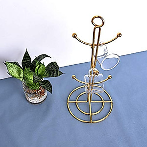 RomanticDesign 6 Holder, Countertop Mug Tree, 6 Hook Coffee Cup Dryer Kitchen Coffee Mug Tree Countertop Tea Cups Holder Stand,Gold