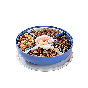 XKXKKE Divided Serving Dishes with Lid,Serving Bowls,Multifunctional Party Snack Tray for Fruits,Nuts,Candies,Crackers,Veggies Blue