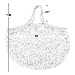 Eslazoe [2pack] completely Cotton string storage shopping bags, Ecology Reusable and washable mesh grocery bag,Portable short handle net tote