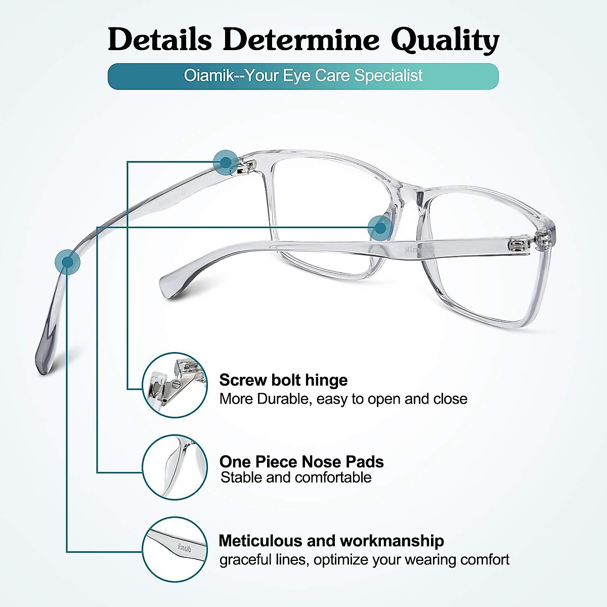 OIAMIK Blue Light Blocking Glasses: Computer Reading TV Phones Gaming Glasses Anti Eyestrain Blue Light Glasses for Woman/Men Anti UV Glare Eyeglasses (Gray)