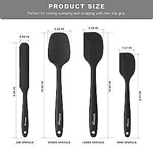 NileHome Silicone Spatula Set, Rubber Spatula High Heat-Resistant Premium BPA-Free One Piece Seamless Design Cooking Spatulas Utensils Set For Kitchen 4pack(Black)