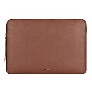 Comfyable Leather Laptop Sleeve Compatible with 16 Inch MacBook Pro & 15 Inch MacBook Air (Loose Fit) M2 2023, Brown
