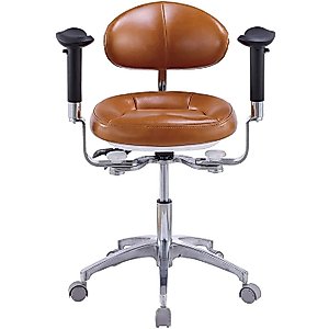 Medical Dental Stool Dentist Chair PU Leather Auxiliary Stool Chair with Armrest Height-Adjustable Doctor Chair Suitable for Dentist and Office
