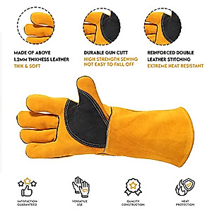 Guardian Leather Welding Heat Resistant Gloves – 16” All-In-One Stick/Mig/ Tig Welding Gloves Use as Mitts BBQ Gloves, Grill Gloves, Oven Gloves & More - Built to Last with Industrial Strength Sewing