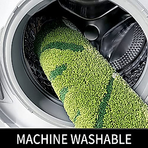 SIKIART Green Leaves Microfiber Absorbent Bath Mats,TPR Non Slip Backing,Machine Washable Plant Leaf Thick Carpet Decor Rug for Bathroom, Indoor, Doormat,Childrens Room Tub (Green Leaves, 16" x 24")