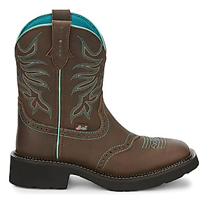Justin Women's Mandra Chocolate Western Boot Wide Square Toe Chocolate 6.5 M