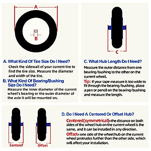 GICOOL 8-Inch Flat-free Tire, 2.50-4 Solid Tire and Wheel, 5/8" Bearings, 2.2" Offset Hub for Hand Truck Garden Wagon Trolley Dolly Replacement, 2 Pack