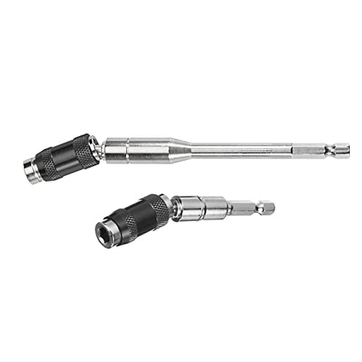 Saipe 2pcs Pivot Drill Bit Holder Set 1/4" Hex Pivoting Bit Tip Holder Quick Release Magnetic Screwdriver Bit Holder Screw Drill Tip Extension Rod for Tight Spaces or Corners, 88mm and 145mm Length
