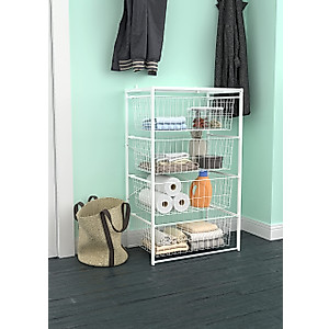 ClosetMaid Wire Basket 4 Drawer Organizer Unit with Shelf for Pantry, Closet, Clothes, Linens, Sturdy Steel, Easy Assembly, White