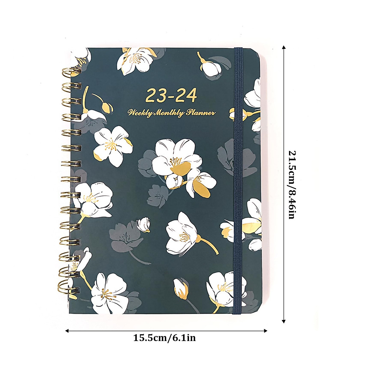 Hourly Weekly Planner, Academic Diary 2023-2024 Mid Year Diary July 2023-June 2024 A5 Week to View Twin-Wire Binding Weekly Planner with Hardcover for Home, School Office (Black)