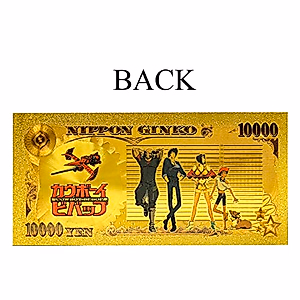 YJacuing Anime Cowboy Bebop Gold Coated Banknote, Limited Edition Collectible Bill Bookmark (6 PCS Collection)