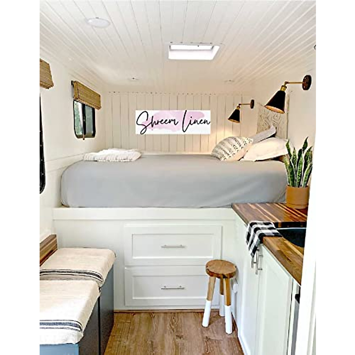 Microfiber RV Sheet Sets, 48x75 3/4 Full Bunk, Light Grey Solid, RV Bed Sheets for Campers, RV's & Travel Trailers Fit Mattress up to 8 Inch deep Motorhome RV Camping Sheets