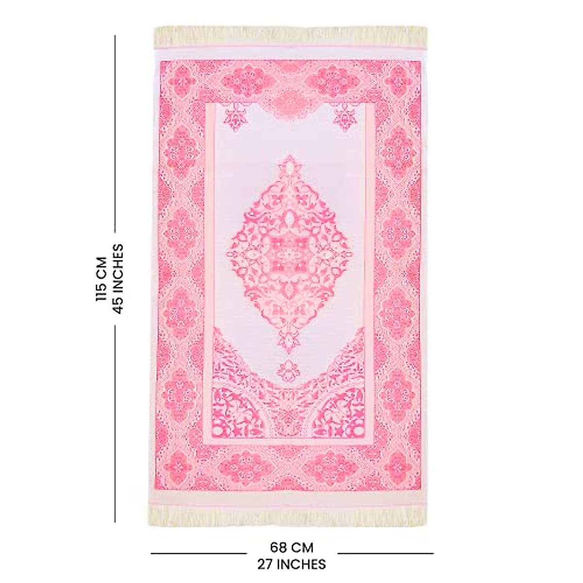 Prayeristan Muslim Prayer Rug - Prayer Mat with Gift Prayer Beads - Ramadan and Islamic Gifts - Portable Prayer Mat for Men and Women - Travel Prayer Mat -Turkish Design Muslim Prayer Rug (Pink)
