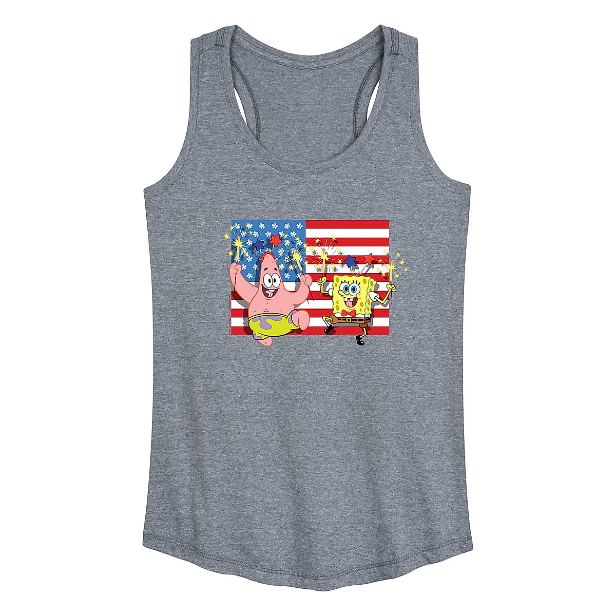 HYBRID APPAREL - Spongebob Squarepants - Patrick Sparkers Flag - Women's Racerback Tank Top - Size Small