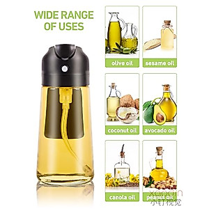 TrObayee 14oz Olive Oil Dispenser for Kitchen -2 in 1 Glass Oil Sprayer and Oil Dispenser,420ml Oil Bottles for Cooking,Air Fryer, Baking,Salad, Frying, BBQ (Black)