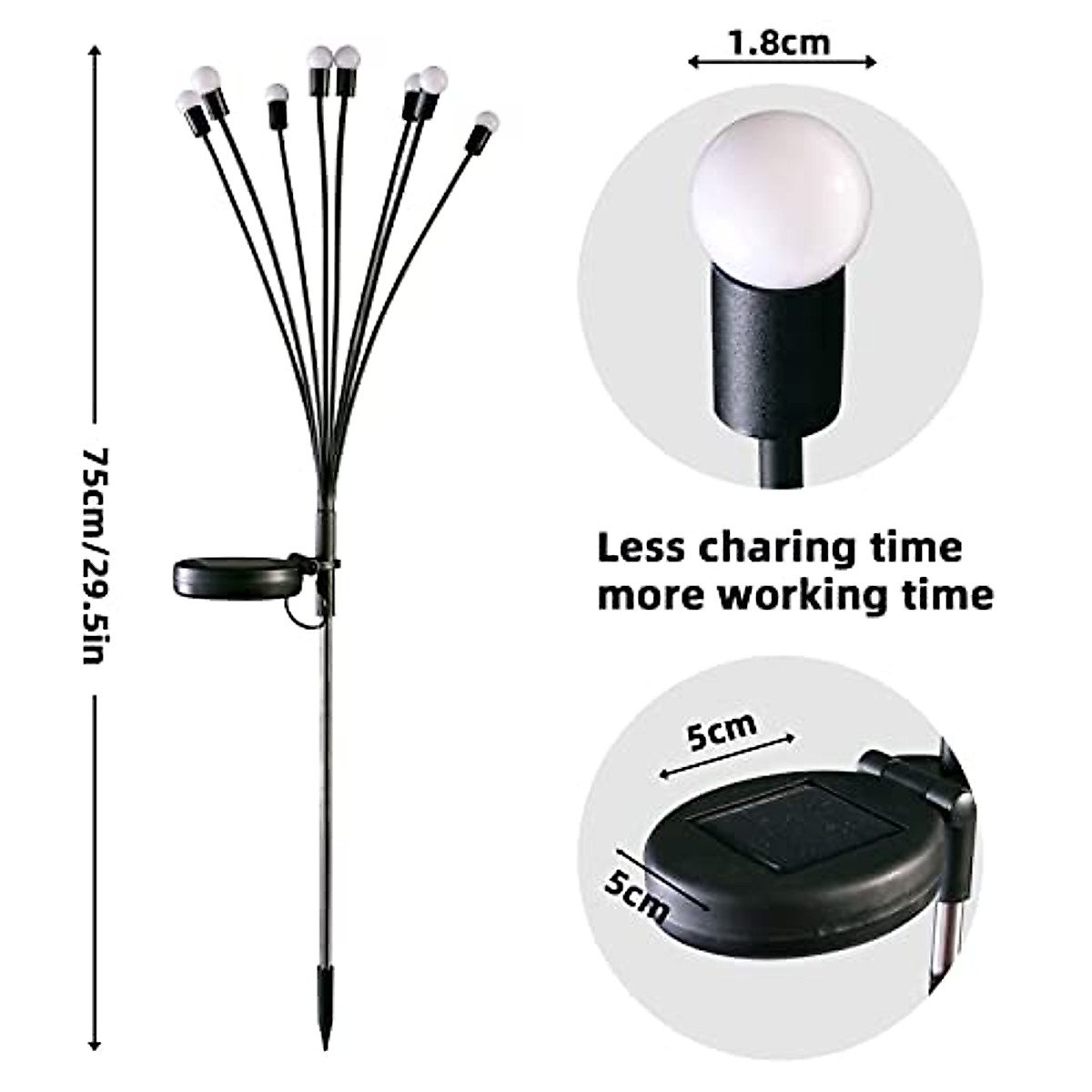 Pelican Mate 6 LED Solar Powered Garden Lights, Firefly Swaying Starburst Light Outdoor Waterproof for Pathway Yard Patio Landscape Decorative, Warm White 2PACK