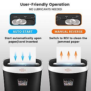 Paper Shredder,VidaTeco 10-Sheet Micro-Cut Shredder with US Patented Cutter,Also Shreds Card/Staple/Clip,Paper Shredder for Home Office,Durable&Fast with Jam Proof System,3.9-Gallon Basket (ETL)