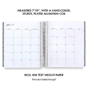 7" x 9" Platinum Spiral Coiled Life Planner (July 2023 - June 2024) - Abstract Circles Classic Cover + Canvas Interior Pages. Hourly Weekly & Monthly Agenda by Erin Condren