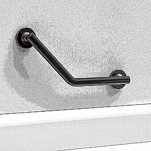 AmeriLuck 1-1/4 x 16 Stainless Steel Angled Grab Bar with Anti-Slip Peened Grip for Bathtubs, Shower & Toilet, ADA Compliant, Stud Mount 500lbs Support, Brushed Nickel