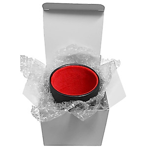 Cyber-Deals Set of Dice Cup Black PU Leather w/Plush Black Felt Lined + 16mm Zinc Alloy Metal Dice, Gift Boxed (Nickel, Red)